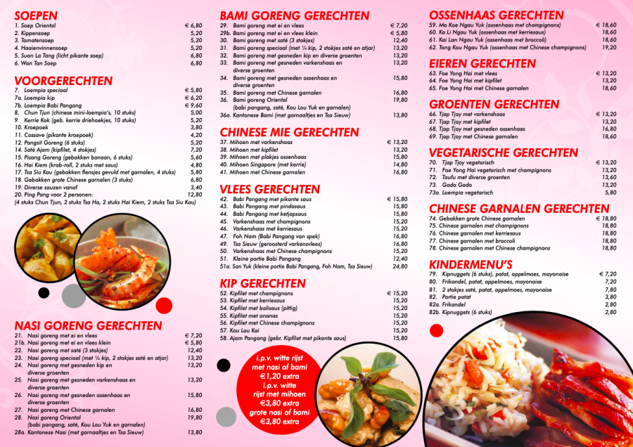 Afhaalmenu menukaart